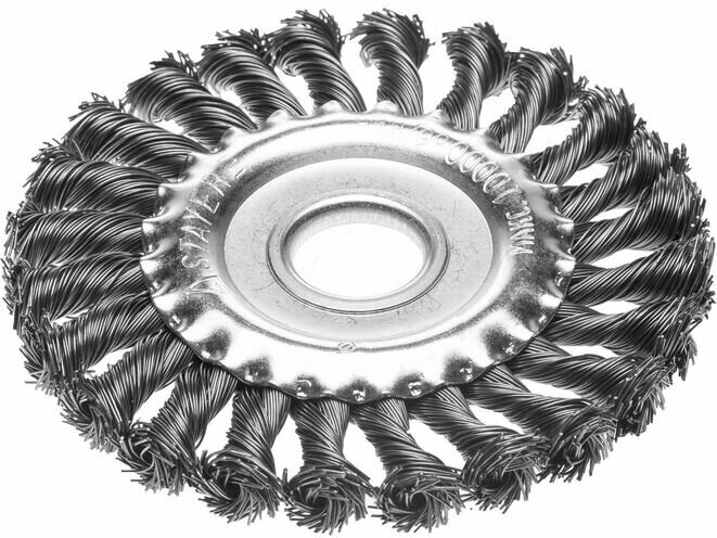 STAYER "PROFESSIONAL". Щетка дисковая для УШМ, жгутированная стальная проволока 0,5мм, 175ммх22мм 35120-175