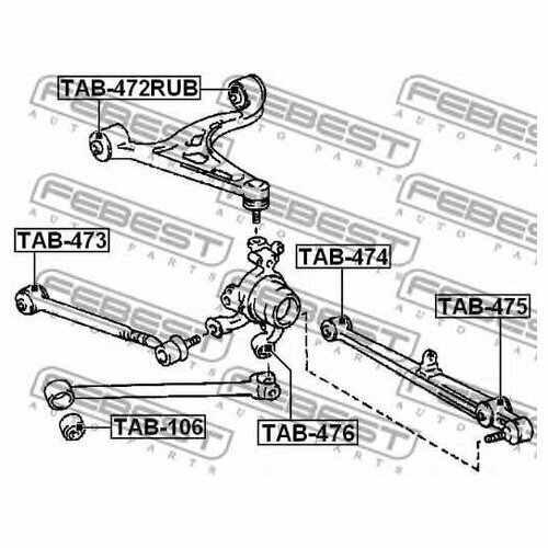 Сайлентблок рычага подвески Febest TAB-472RUB для Lexus GS (1993-1997), Lexus SC (1991-2000), Toyota Aristo (1990-1997)