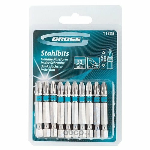Набор бит PH2х50, сталь S2, 10 шт.// Gross GROSS 11335