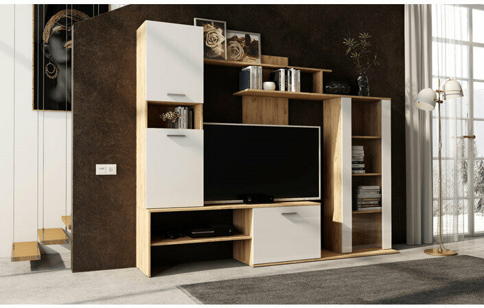 Гостиная Данко Дуб Вотан/Белый глянец