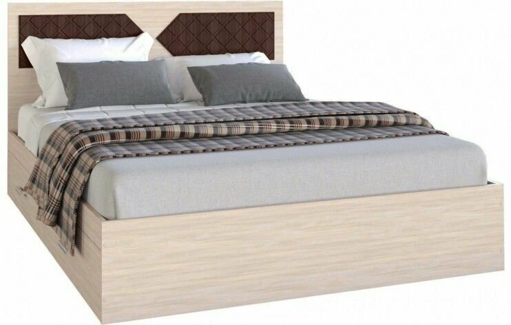 Двуспальная кровать Николь 160х200см Ясень Шимо / Лиственница темная