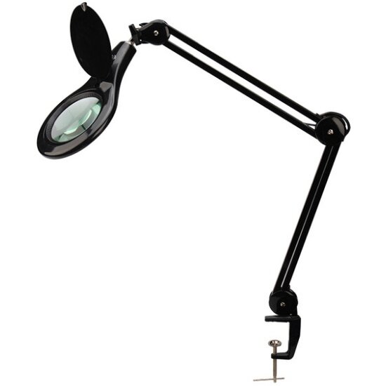 Лупа Rexant 5D на струбцине с подсветкой из 56 светодиодов, черная