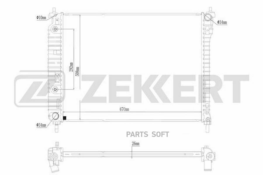 ZEKKERT mk-1085 (20777042 / 20777071 / 4803042) радиатор охлаждения двигателя Chevrolet (Шевроле) captiva (c100 c140)