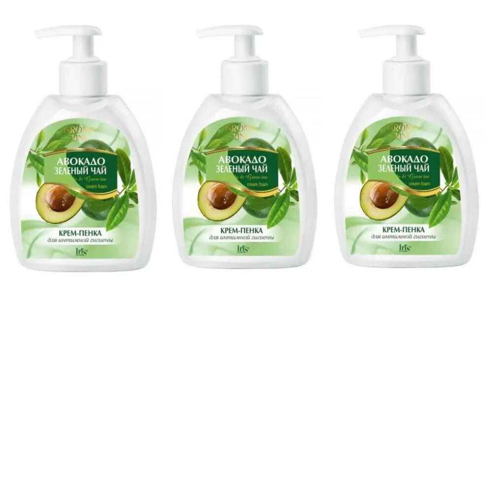 Крем-пенка Iris Aroma Line Авокадо и Зеленый чай, для интимной гигиены, 300 мл, 3 шт.