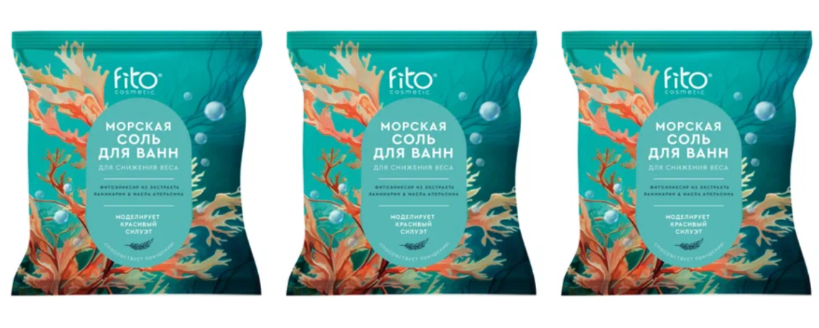 Соль для ванн Фито косметик Elixrica, для снижения веса, 500 г, 3 шт