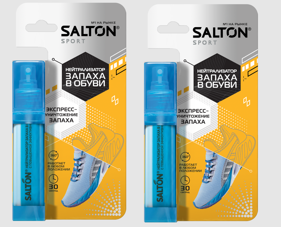 Нейтрализатор запаха в обуви Salton Sport, свежий аромат, 75 мл, 2 уп