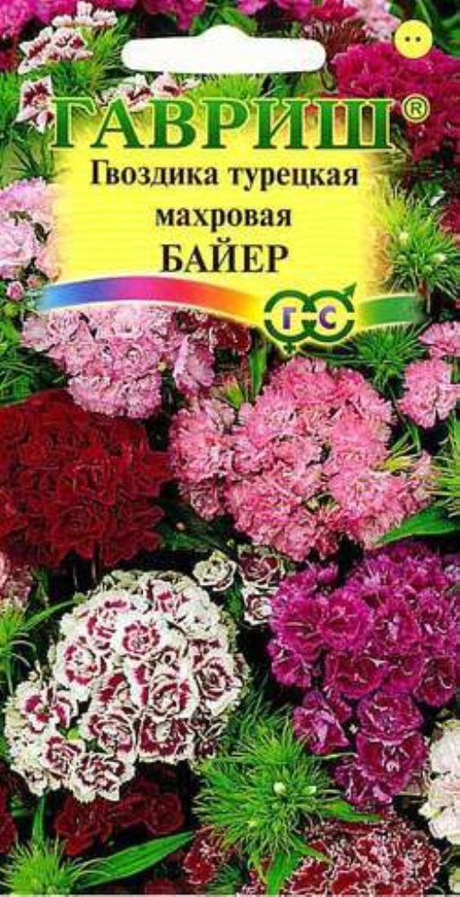 Цена за 10 пачек! Семена Гвоздика турецкая Байер махр 0,1г Дв смесь 60см (Гавриш)