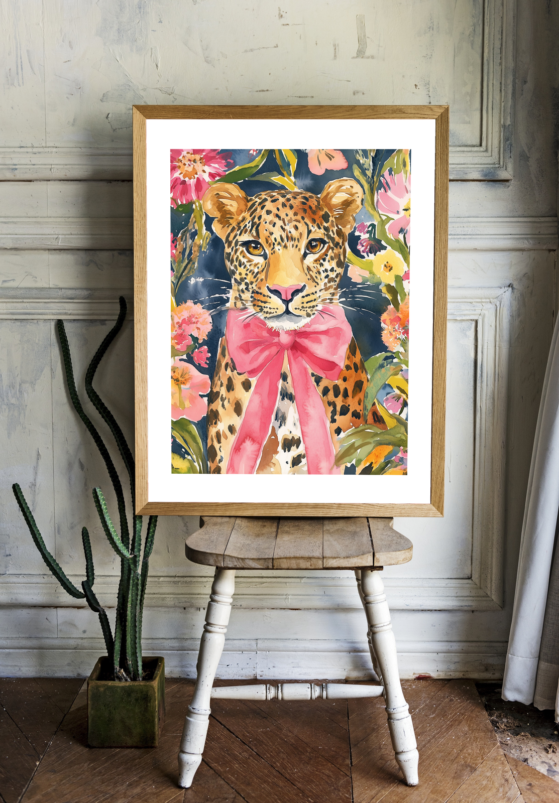 Постер "Леопард в цветах" 50x70 без рамы