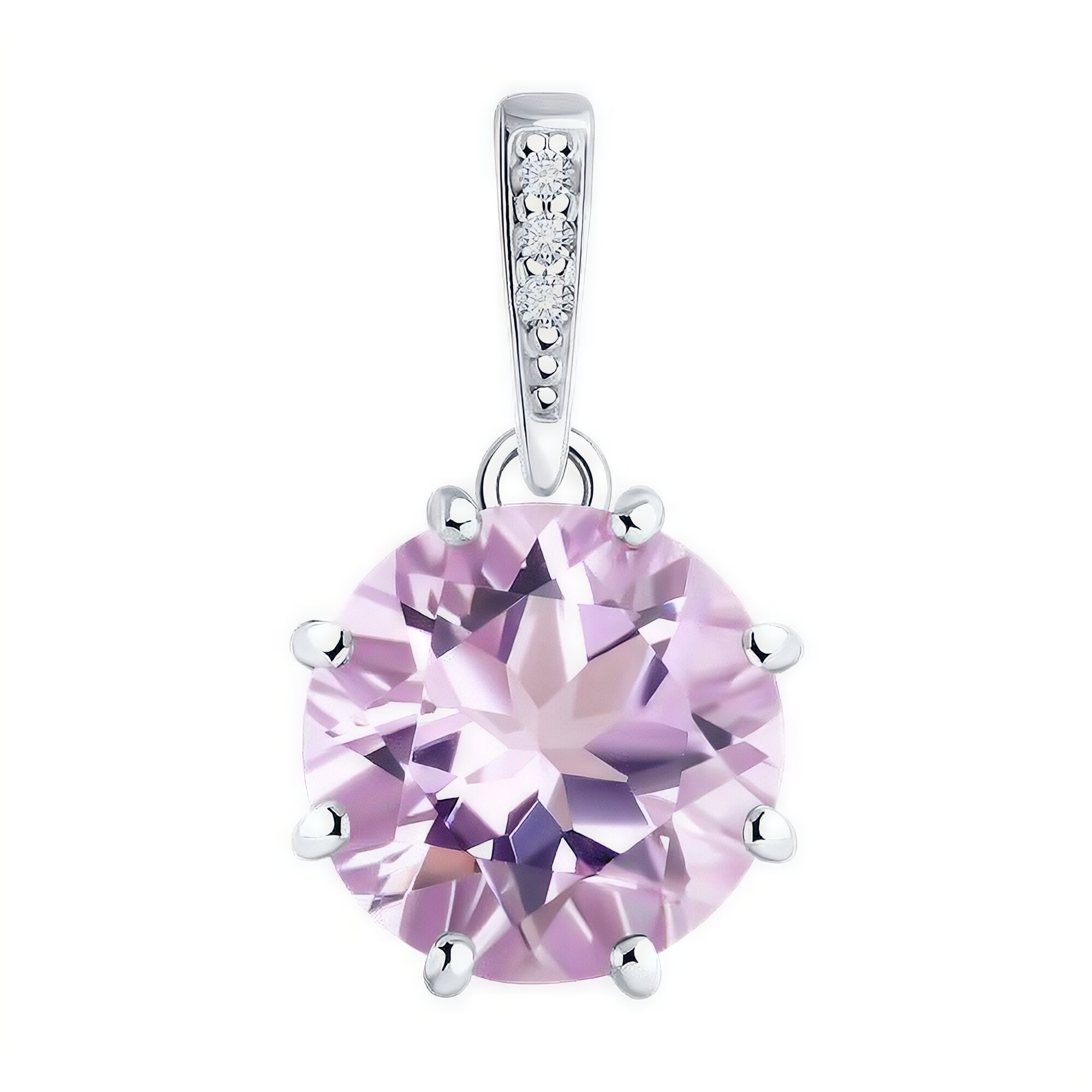 Подвеска, серебро, 925 проба, родирование, фианит, аметист