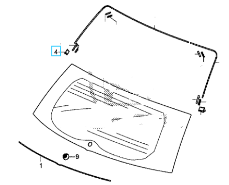 Молдинг, лев. задн. угол ветрового стекла (Оригинал)