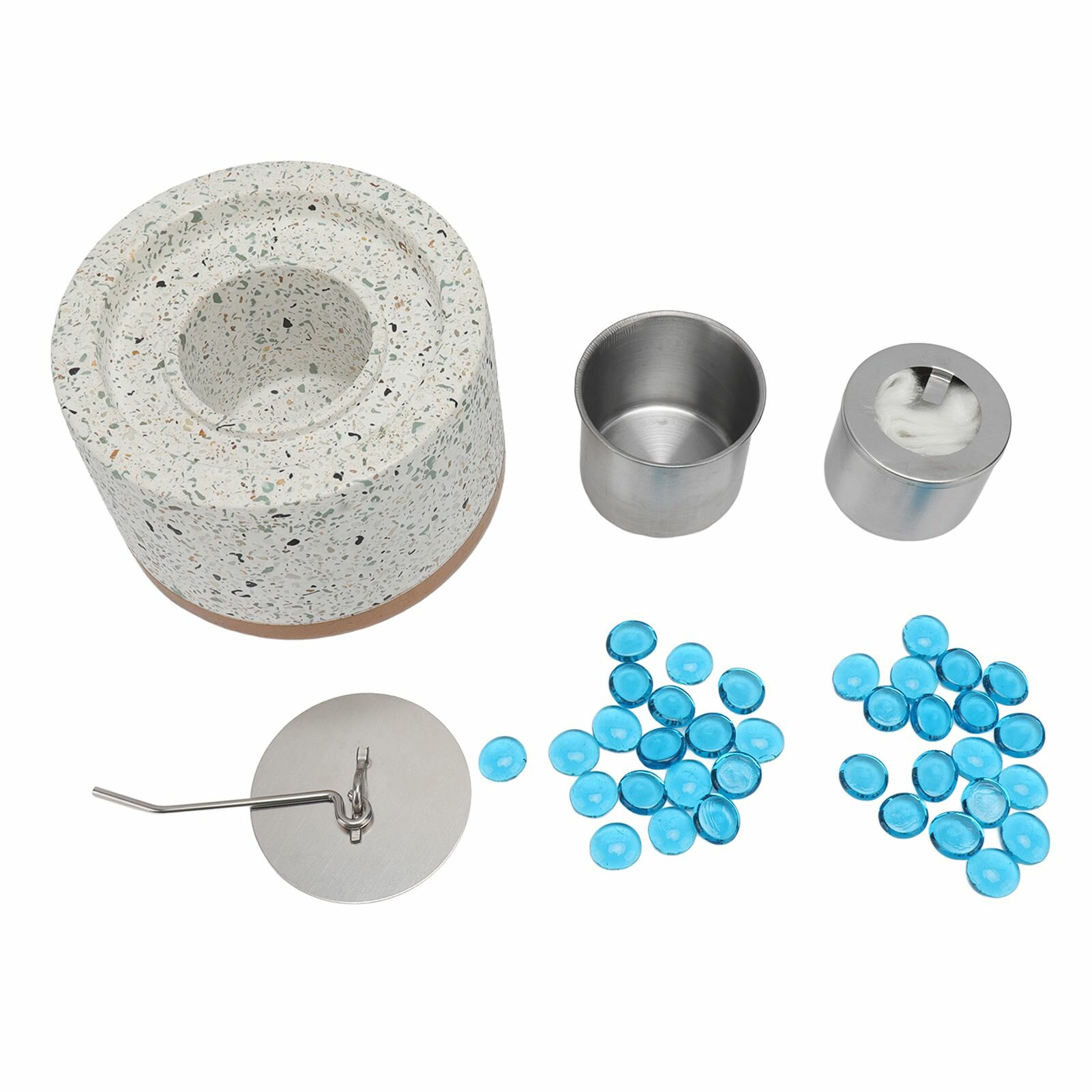 Настольная яма для костра, мраморная внешняя часть, внутренняя часть из нержавеющей стали, длительное время горения, портативная яма для костра для использования в помещении и на открытом воздухе