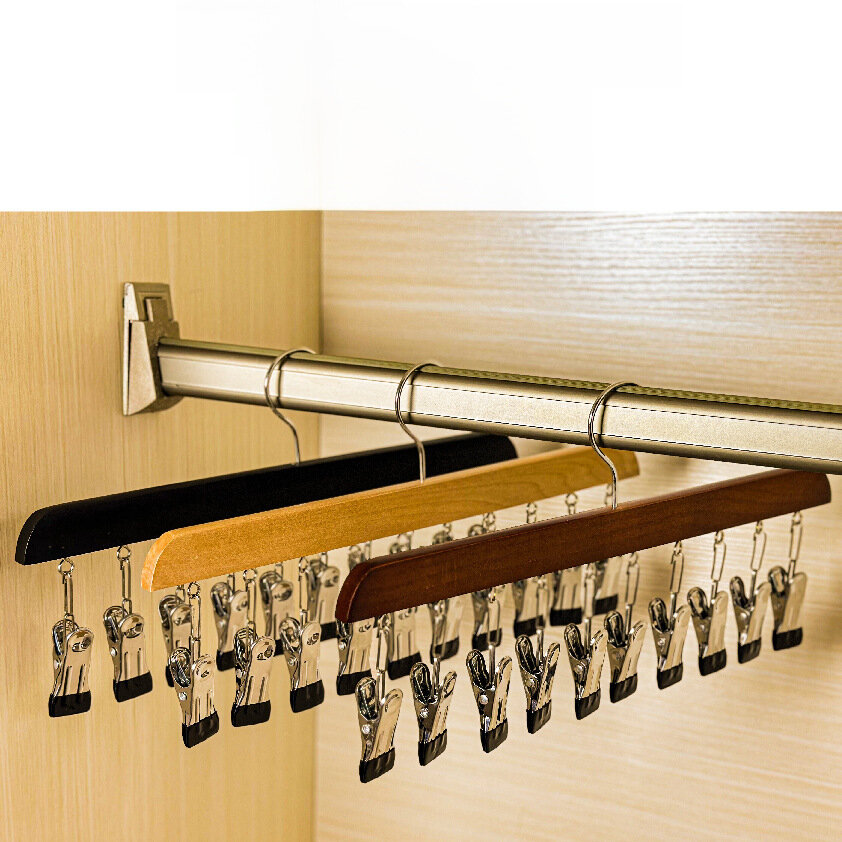 Вешалка Ruilin, массив дерева, античный цвет, 10 зажимов