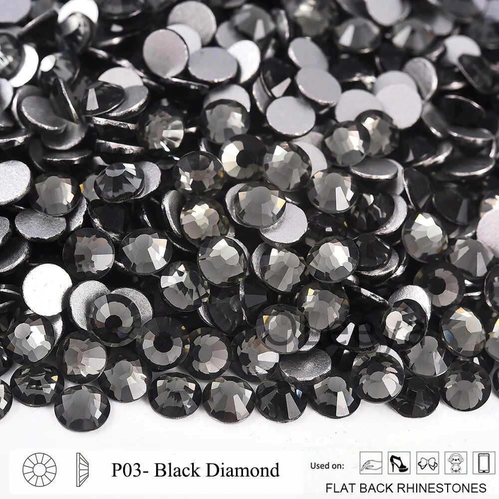 Oleeya стразы для ногтей SS3-SS16 Черный, P03 Black Diamond