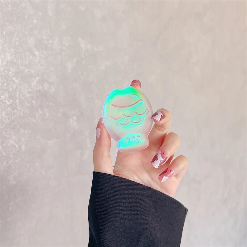 Японский матовый лазер 3D Рыба Милая красочная мягкая силиконовая ручка корейский держатель для телефона Подставка для iPhone 11 13 X поддержка универсальный кронштейн Laser green