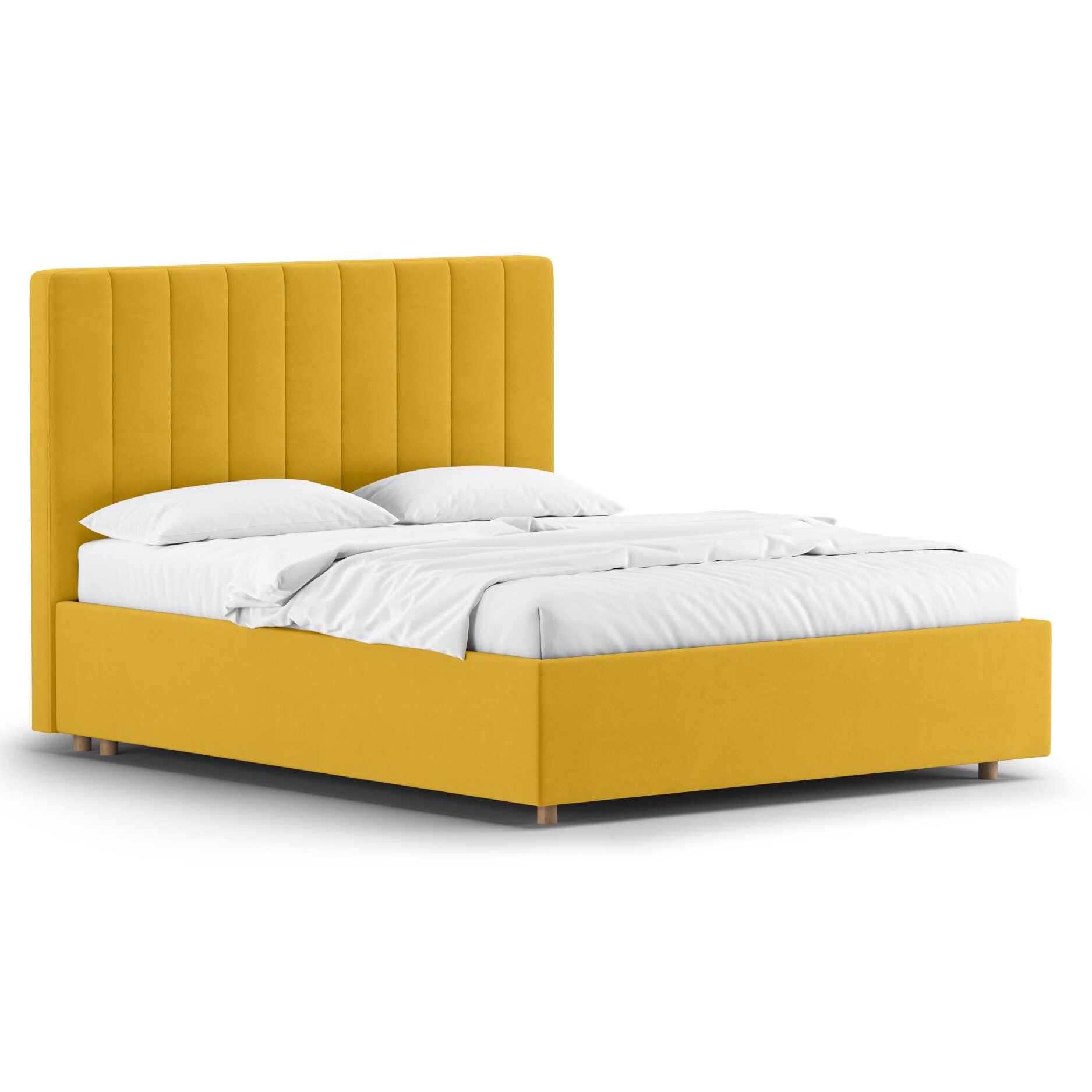 Кровать двуспальная с подъемным механизмом WESTENY "ART 606" H6, 171х217х130, 160х200, желтый велюр