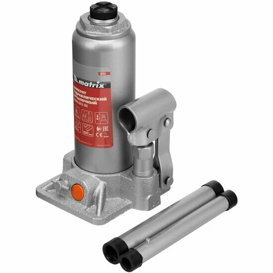 Домкрат гидравлический бутылочный Matrix 50763, 4 т, h подъема 194–372 мм