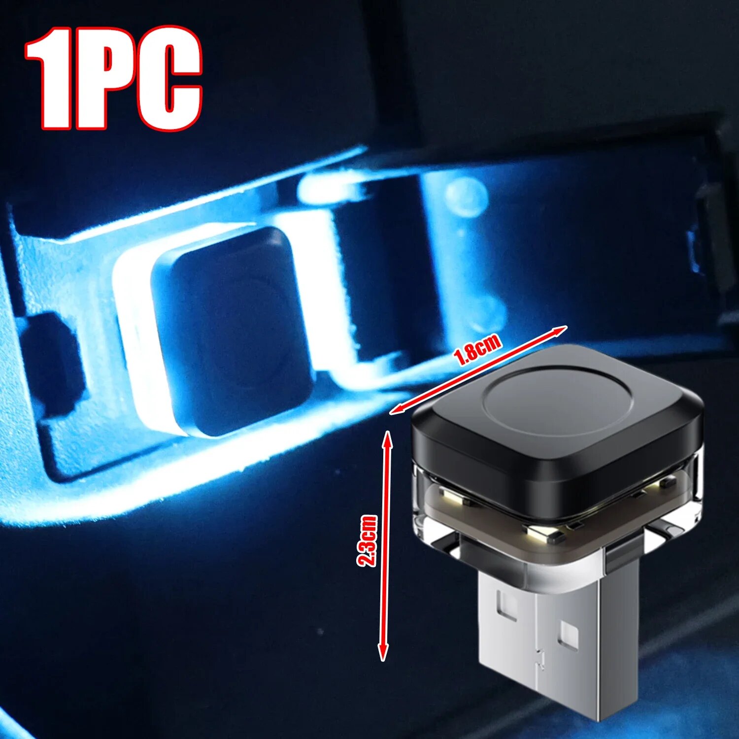 USB LED подсветка в салон авто Ice-Blue