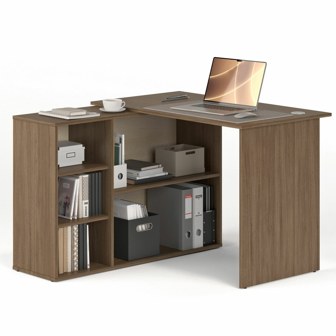 Угловой письменный стол 007094Л (цвет: ясень шимо тёмный)