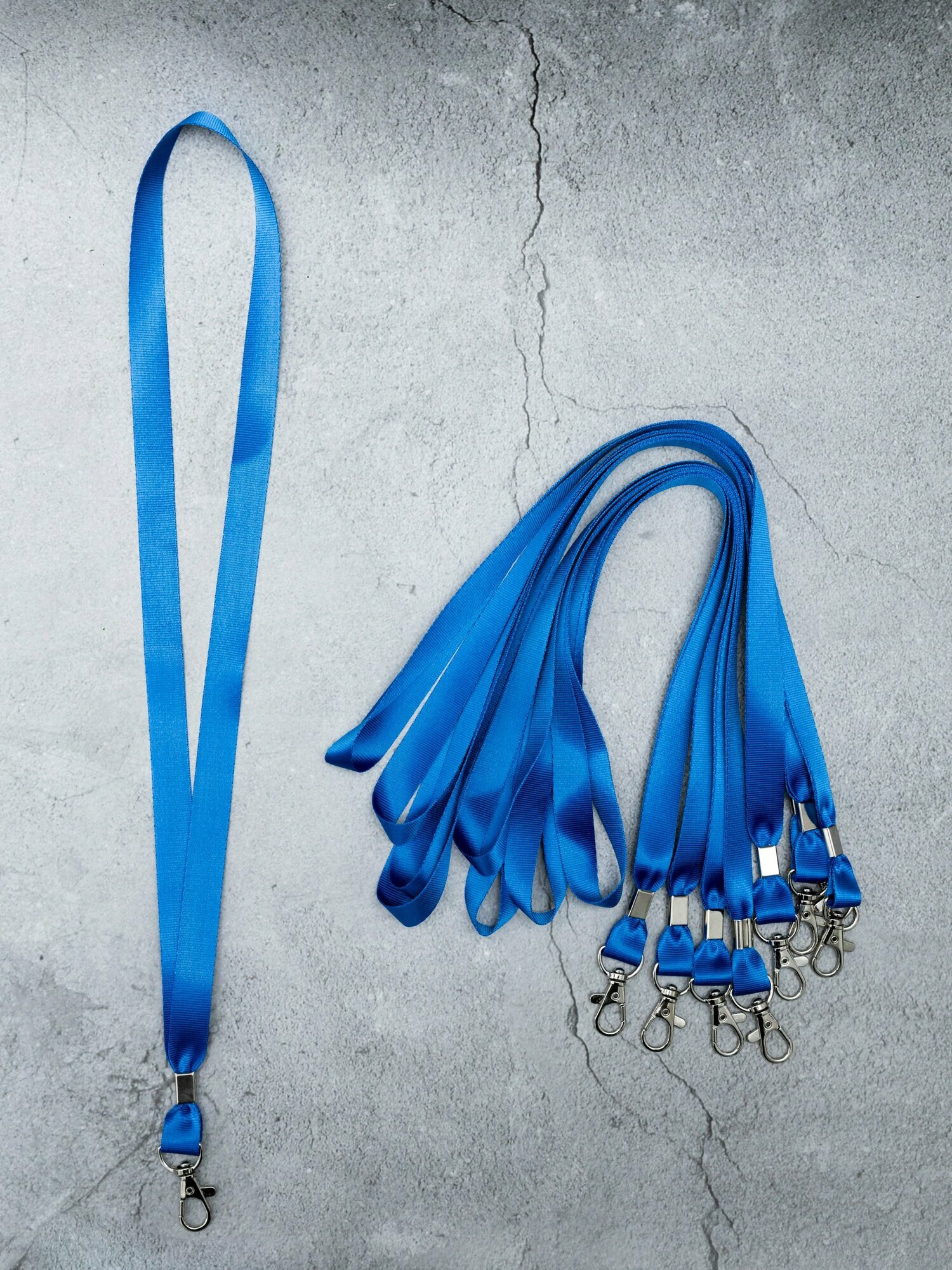 Лента для бейджа с карабином синяя, 15 мм - 25 шт (Шнурок, держатель для бейджа)