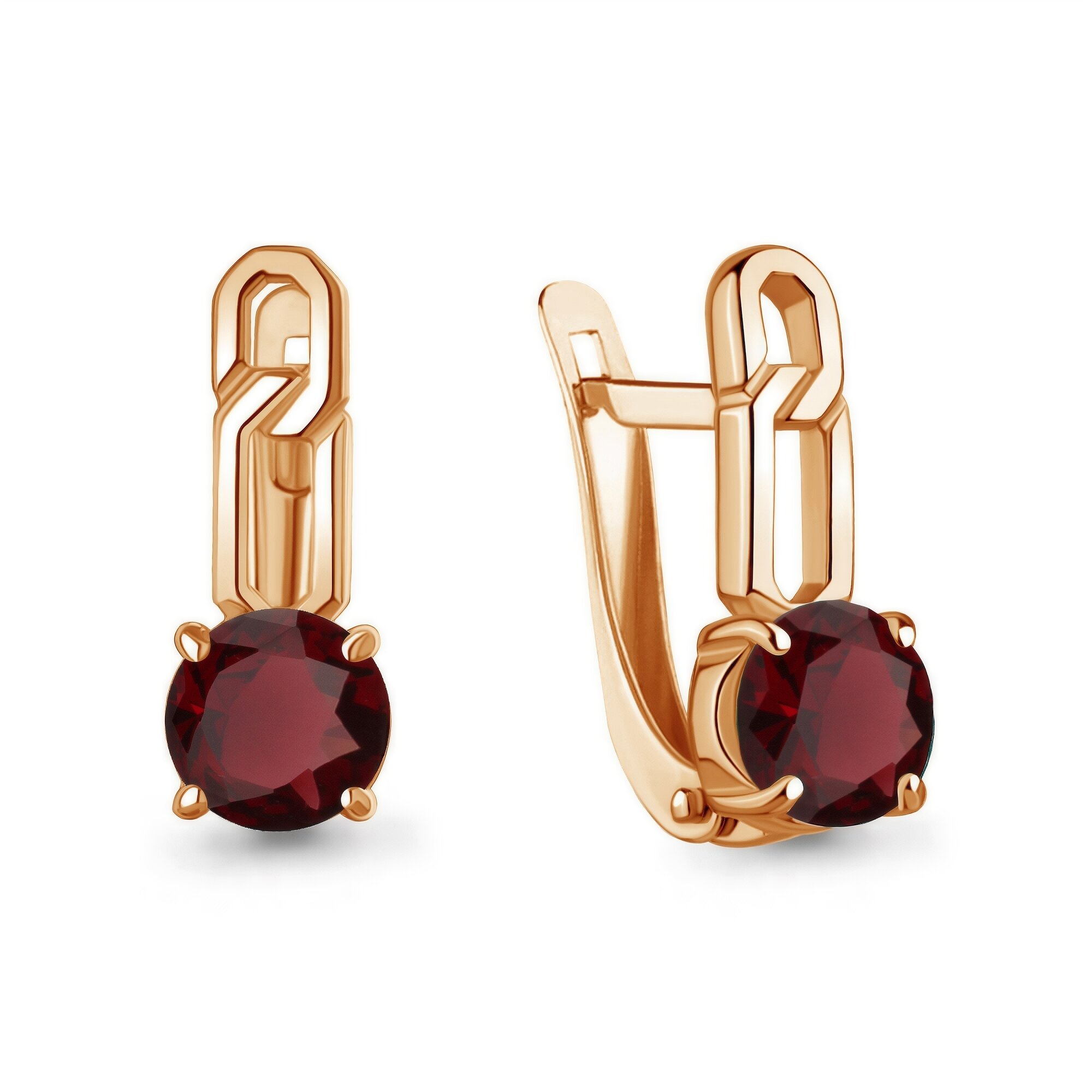 Серьги, серебро, 925 проба, золочение, гранат