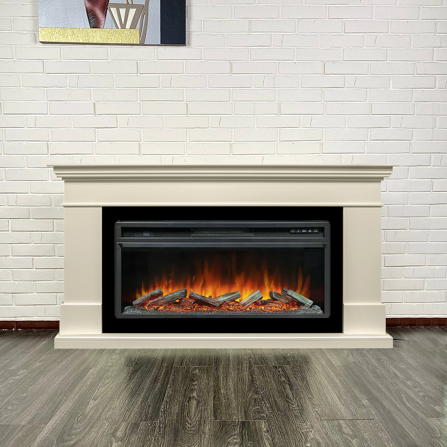 Линейный камин электрический Royal Flame California SL с очагом Vision 42 LOG LED, обогрев, пульт ДУ (электрокамин)