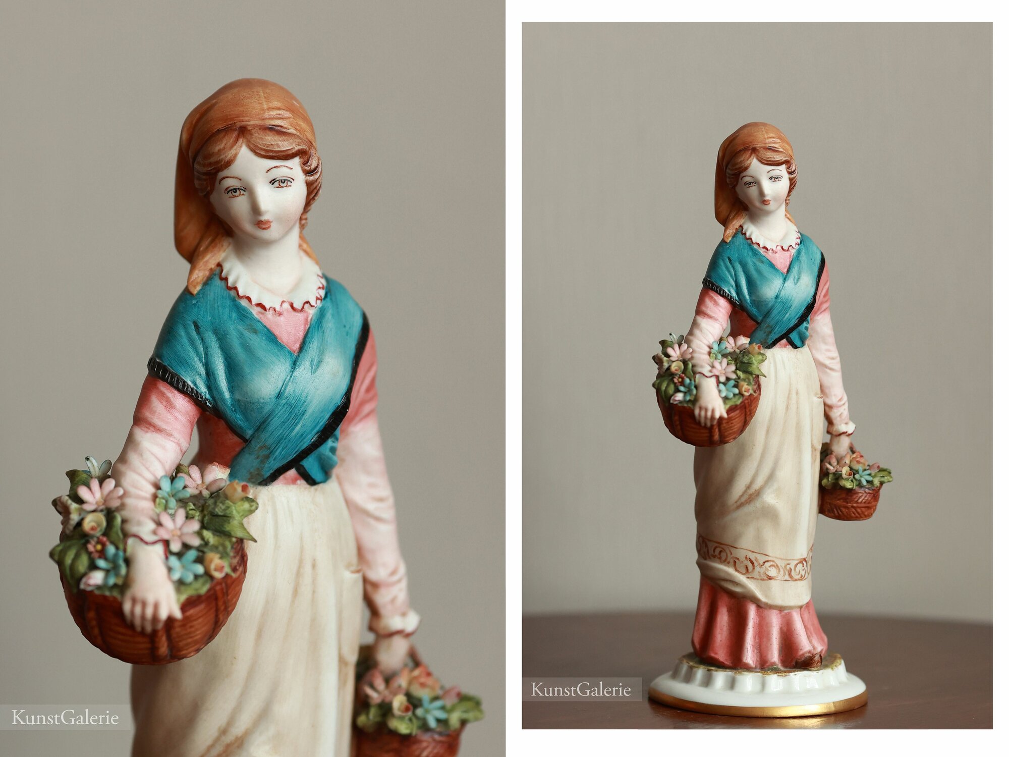 Фарфоровая статуэтка "Девушка с корзинками цветов" Каподимонте - Tyche Galletti, Capodimonte - Made in Italy