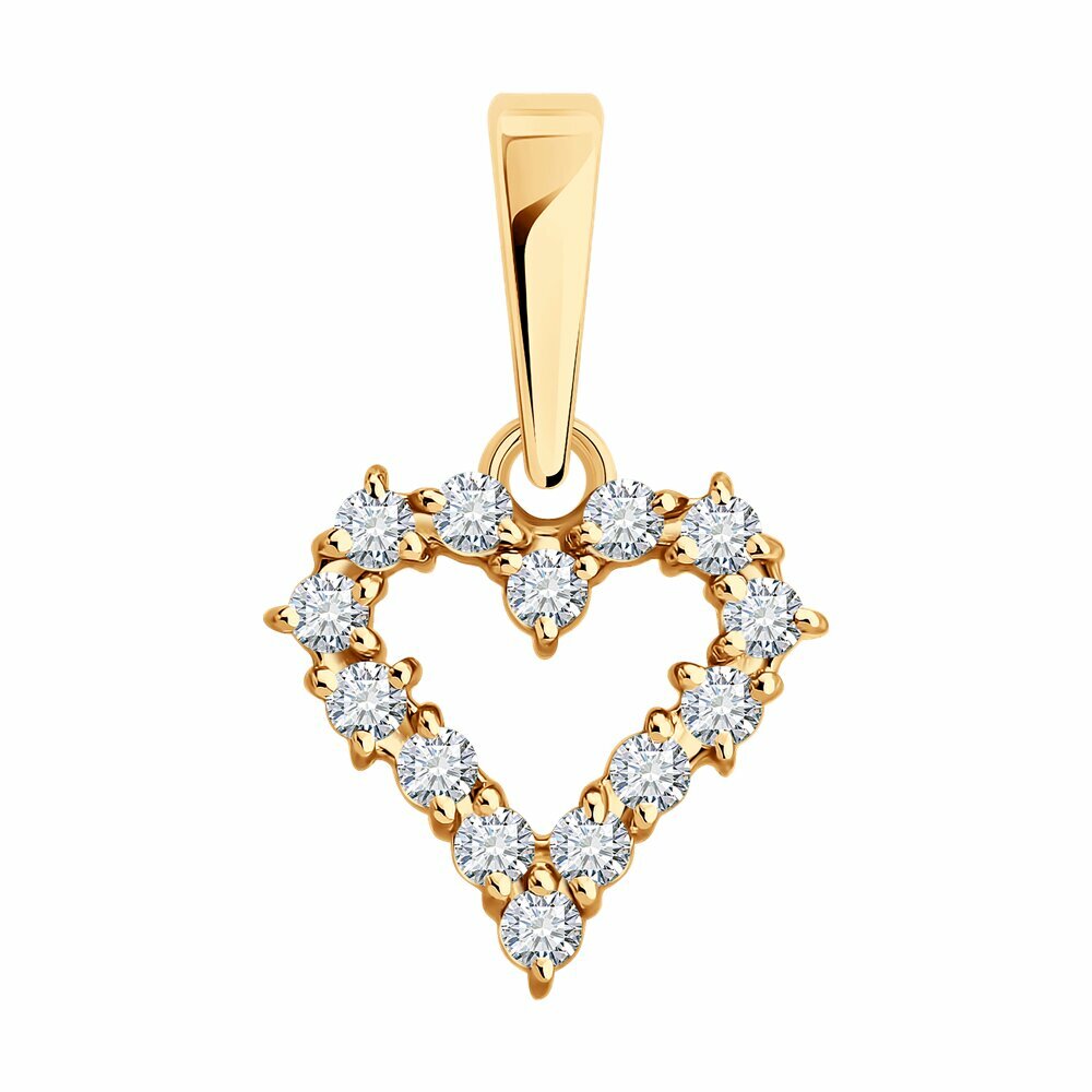 Подвеска, красное золото, 585 проба, бриллиант выращенный