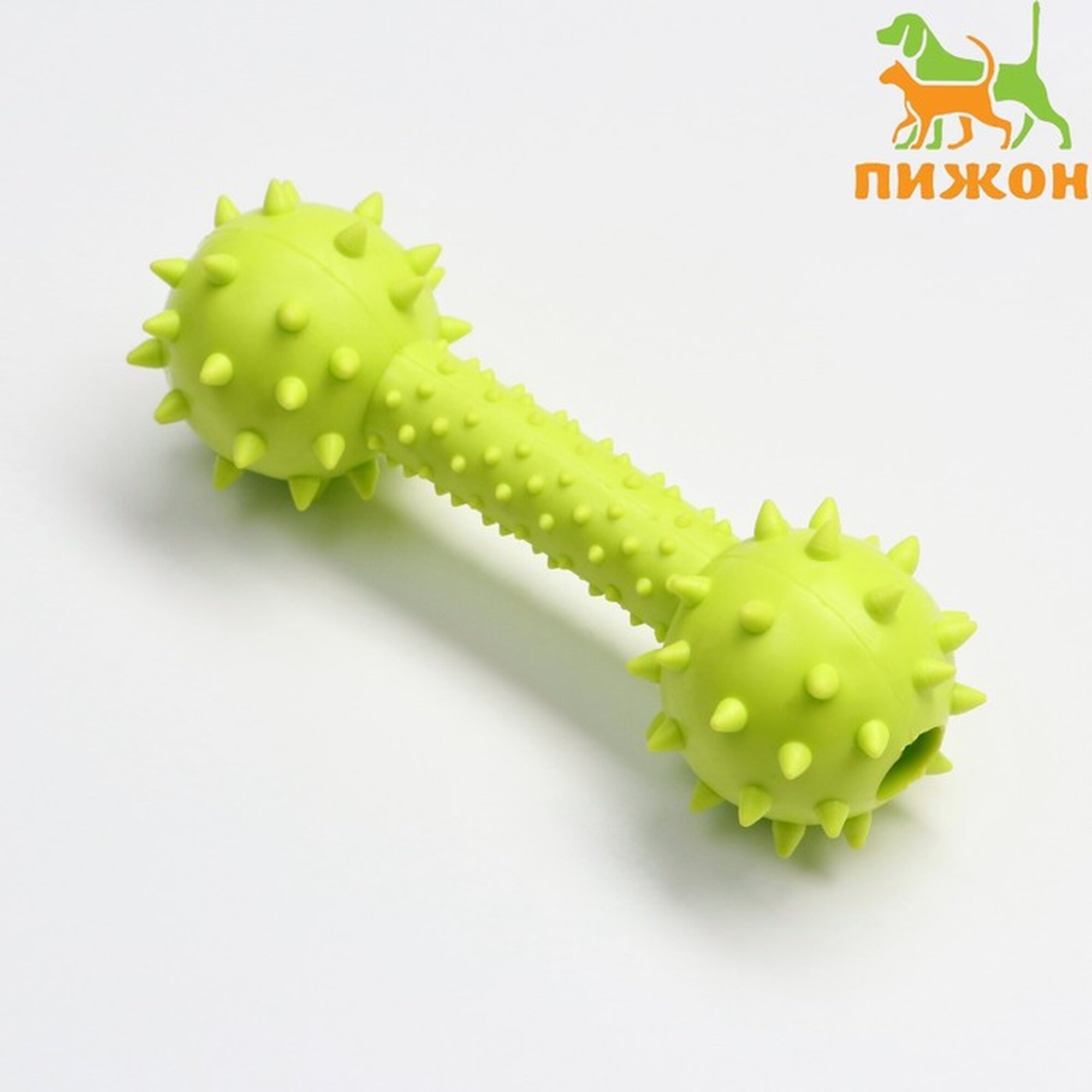 Игрушка жевательная Пижон "Грозная гантель", для собак, термопластичная резина, салатовая