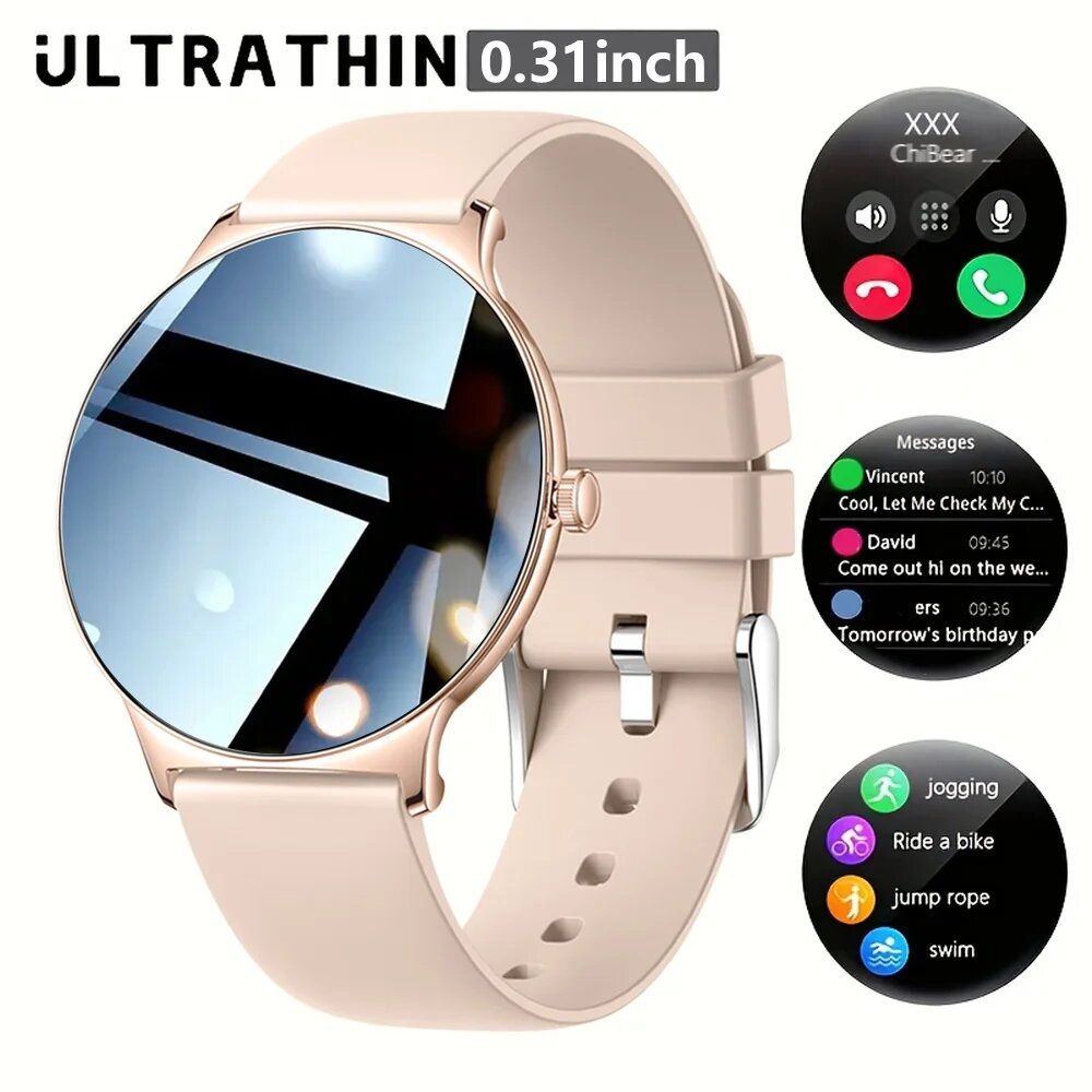 Умные часы женские, Pink silicone band