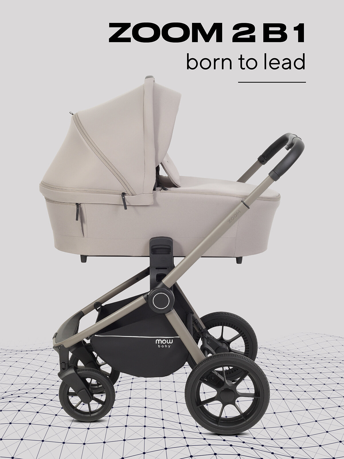 Коляска для новорожденных 2 в 1 MOWBaby ZOOM универсальная RA086 Milky