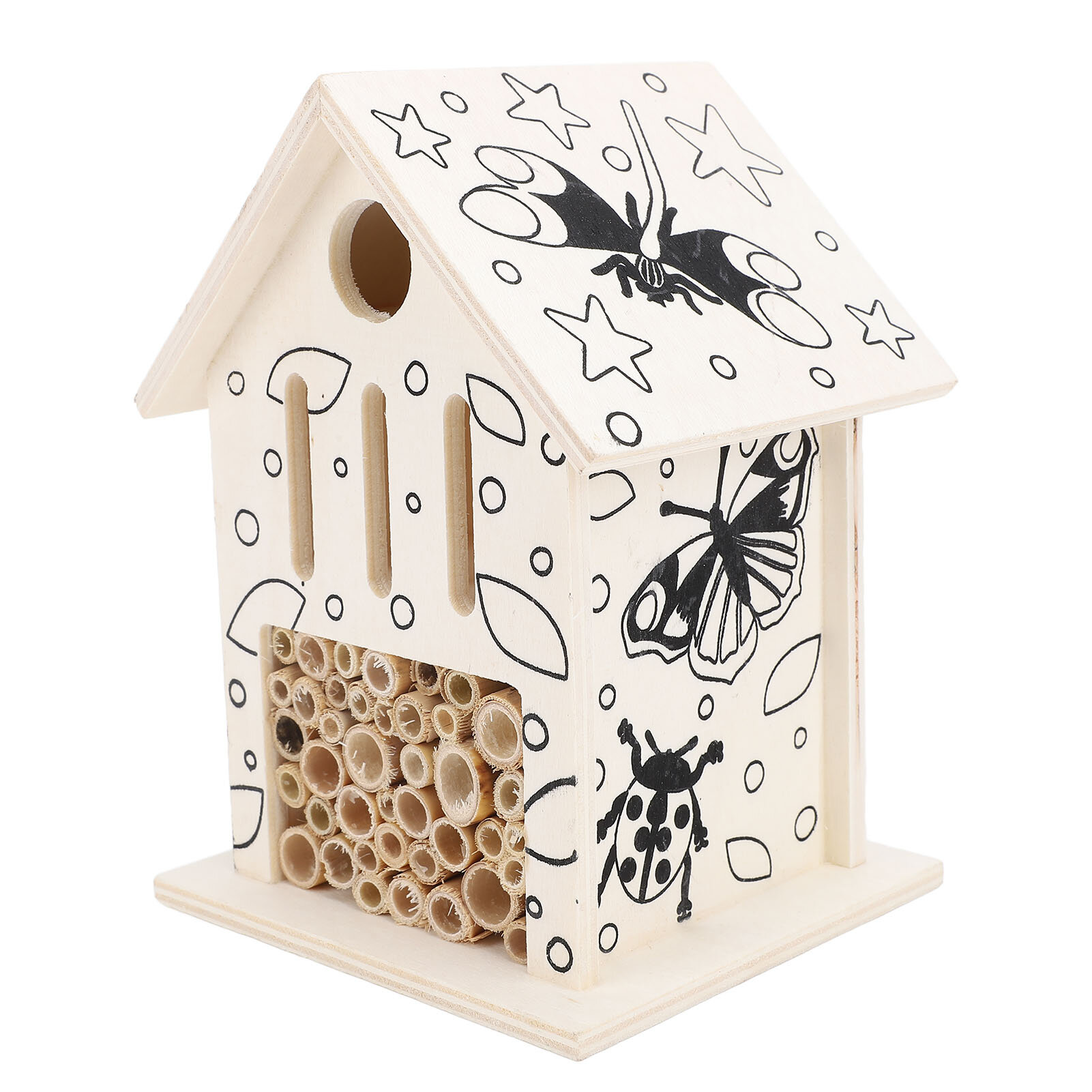 Деревянный домик для пчел Трубчатый пчелиный отель Привлекайте больше нежных пчел-опылителей в ваш сад Безопасный деревянный дом для одиночных пчел