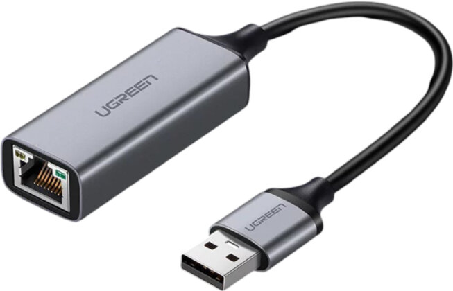 Сетевой адаптер Ugreen USB A 3.0-LAN RJ45 серый