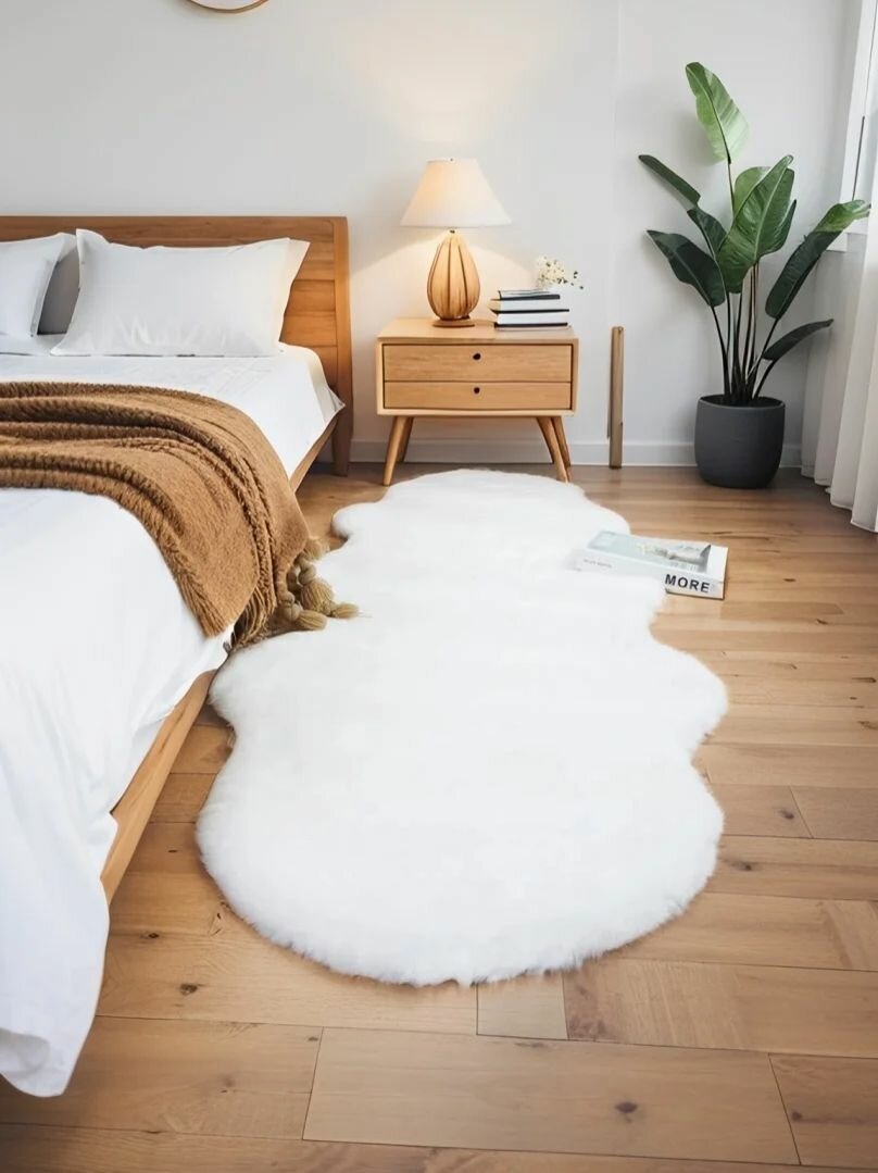 Ковер, материал из искусственного кроличьего меха, мягкий и удобный, замшевое нескользящее дно, может использоваться в спальне гостиной детской комнате 60x160CM