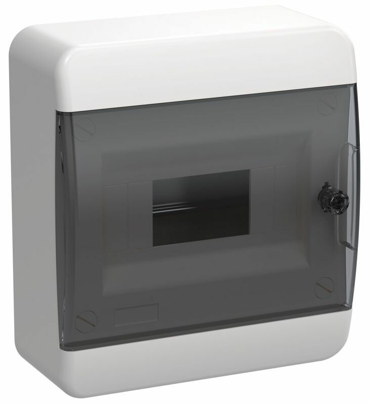 Корпус ЩРН-П-8 TEKFOR IP41 черн. прозр. дверь пластик. IEK TF5-KP12-N-08-41-K01-K03