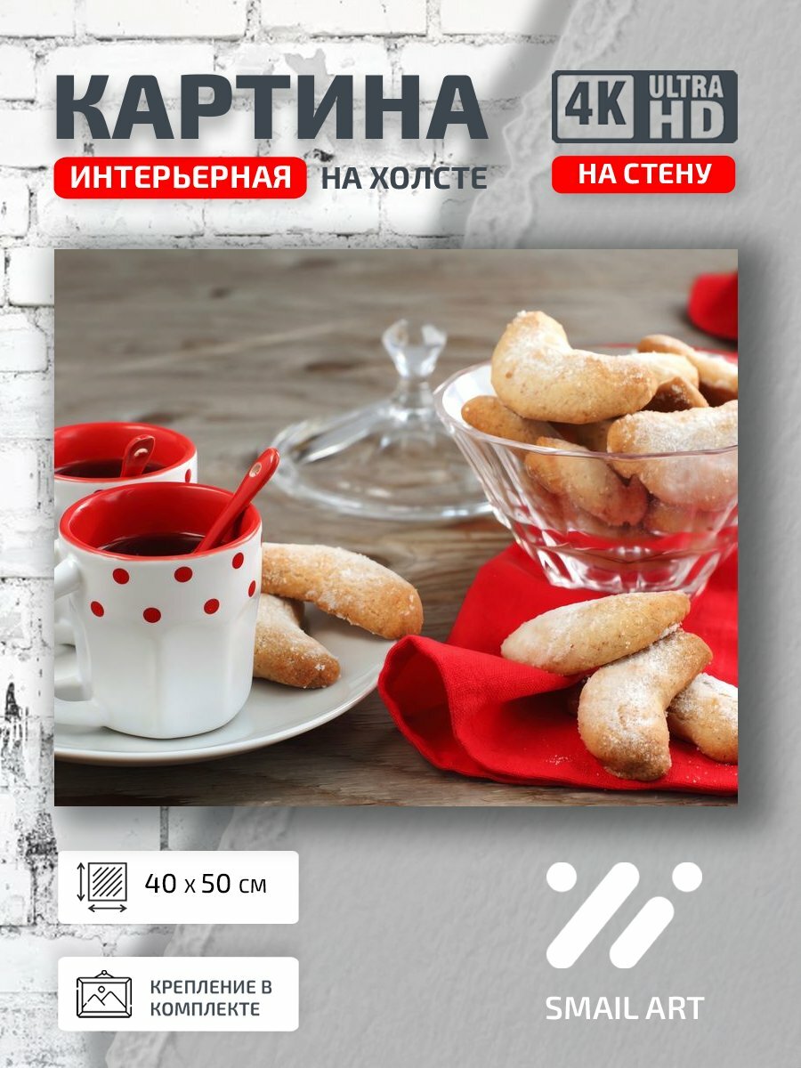 Картина на холсте интерьерная 40 на 50 на стену Блюдце Food для кухни кулинария интерьер