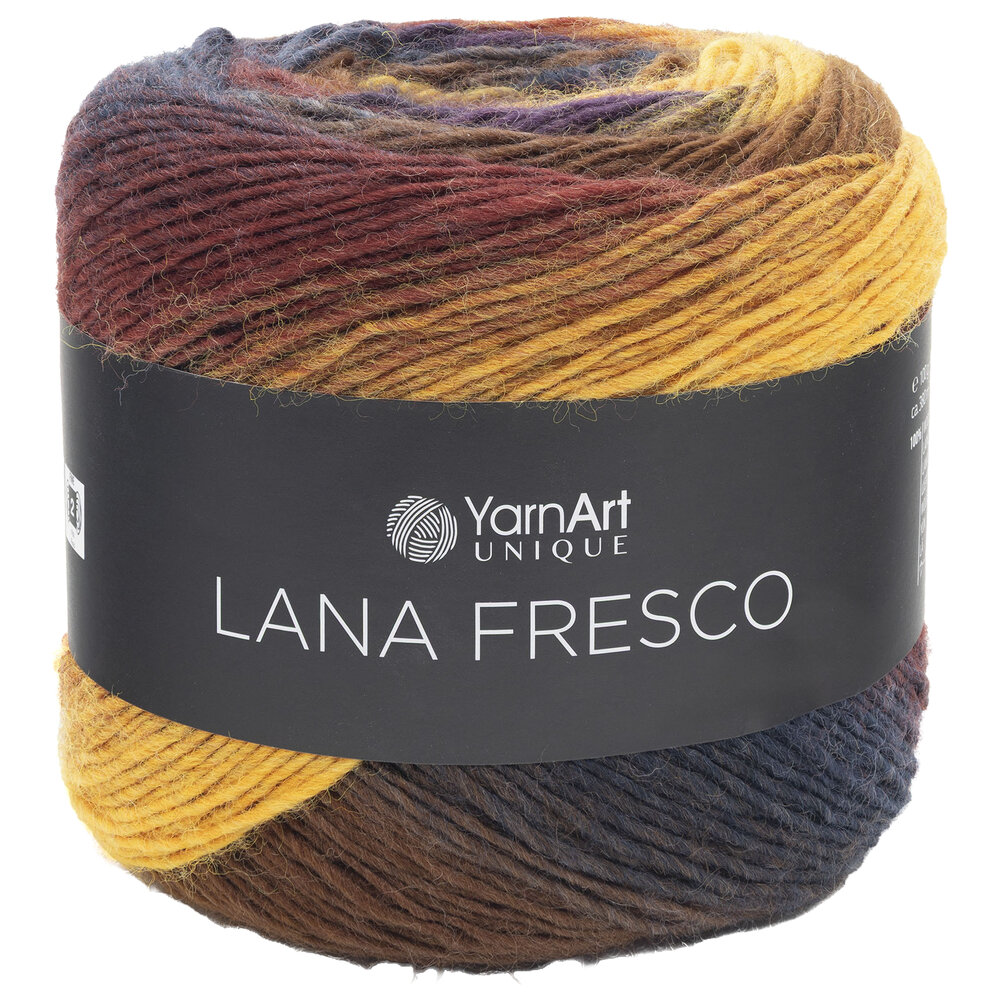 Пряжа для вязания Yarnart Lana Fresco 8111 серый желтый фиолетовый 100 гр/380 м 100% шерсть