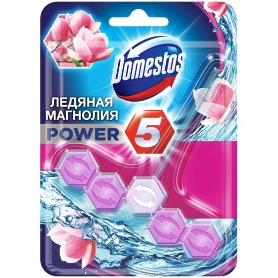 Туалетный блок Domestos доместос 5в1 Ледяная магнолия, 55 г