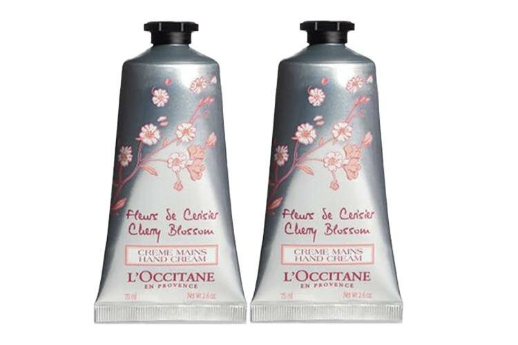Увлажняющий крем для рук унисекс LOCCITANE Цветы вишни ароматный, 75 мл*2, серебристый