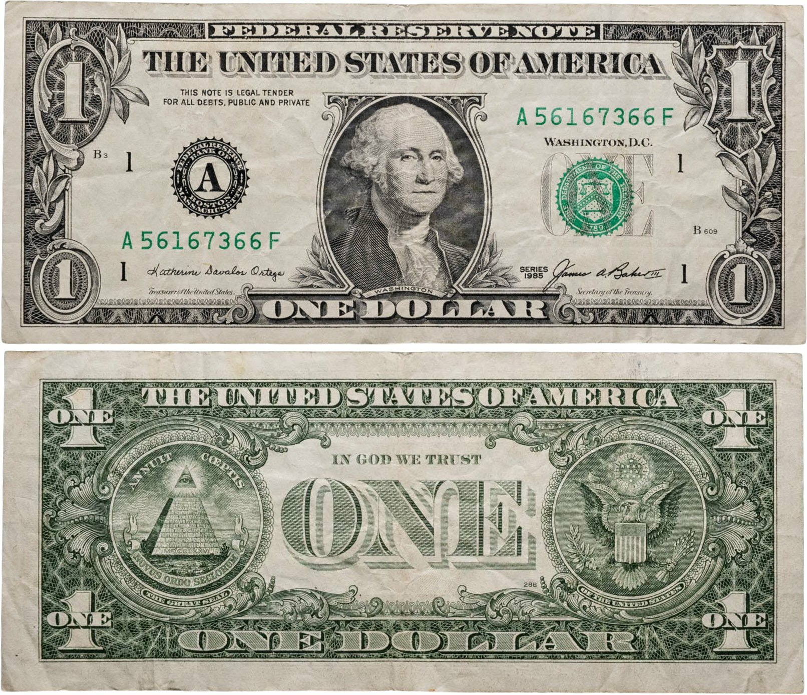 США 1 доллар 1985 года Pick 474 А-Бостон