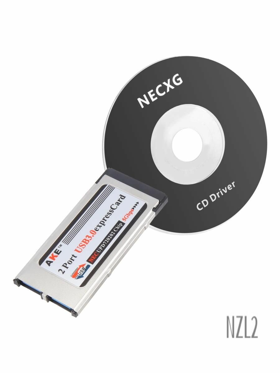 Высокоскоростной двойной 2-портовый USB 3.0 Express Card 34-мм слот PCMCIA Converter Adapter совместим с Laptop Notebook