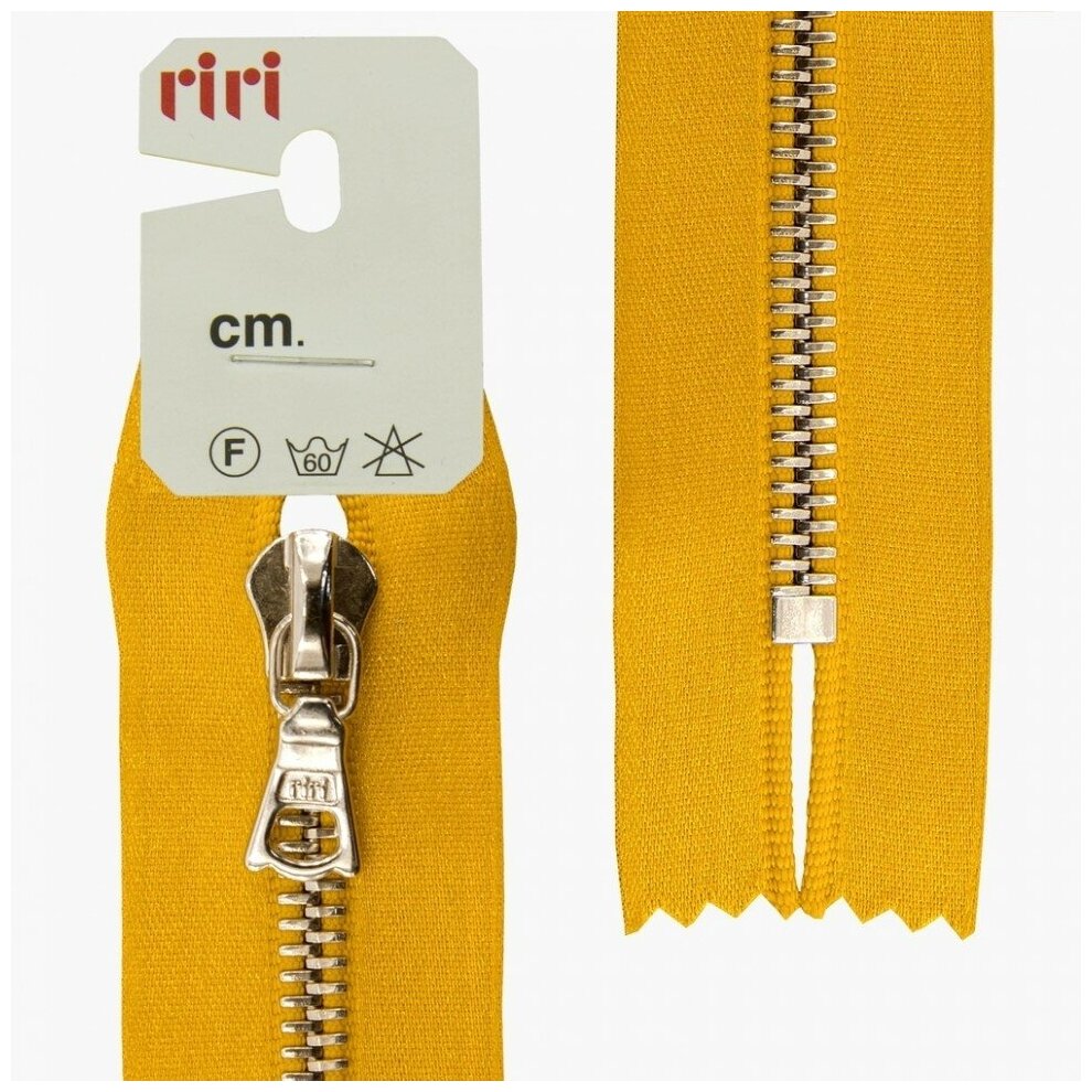 Riri #3651221/16/5339 Молния металлическая, неразъемная, на атласной тесьме, 6 мм, 16 см, горчичный