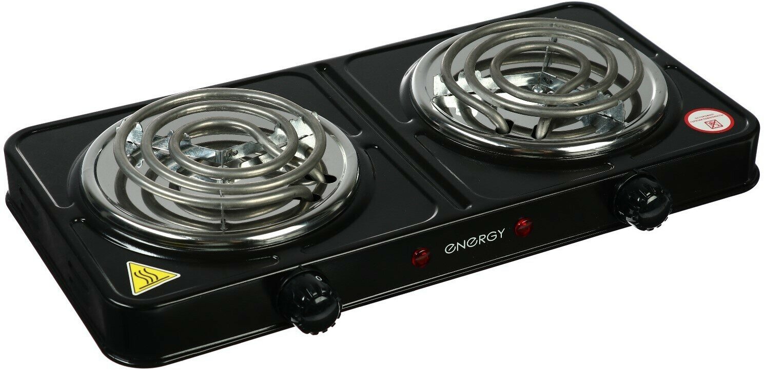 Плитка электрическая ENERGY EN-904B, 2000 Вт, 2 конфорки, чёрная