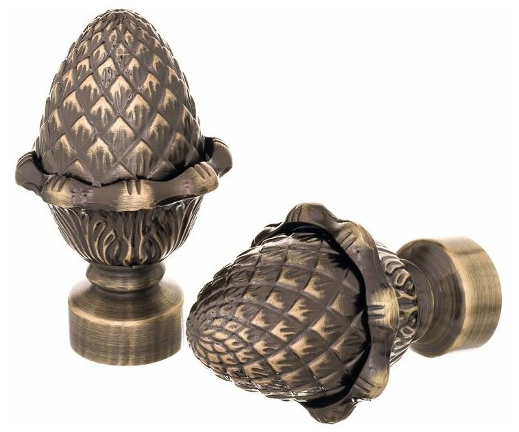 Наконечники для карниза OLEXDECO «Шишка» для труб диаметром 25 мм. Антик