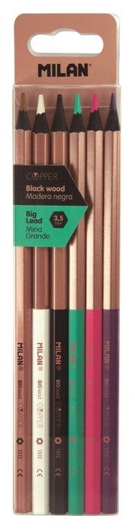 Карандаши цветные Milan Copper 6 цветов шестигранные 713206 1098755