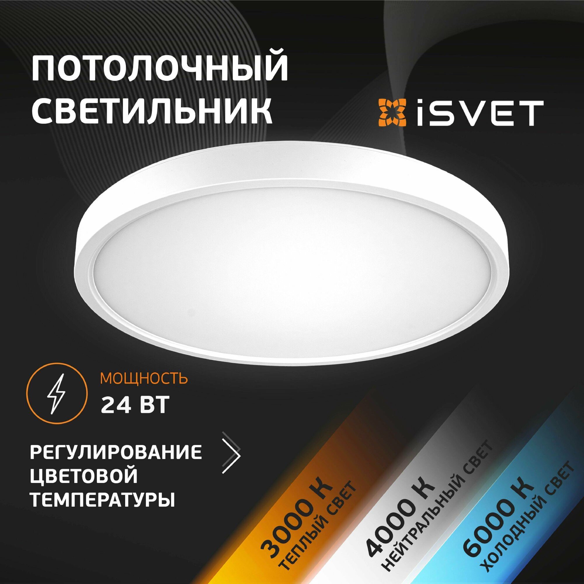 Настенно-Потолочный Светильник iSvet PNT-101-2-4, LED, мощность 24W, белый