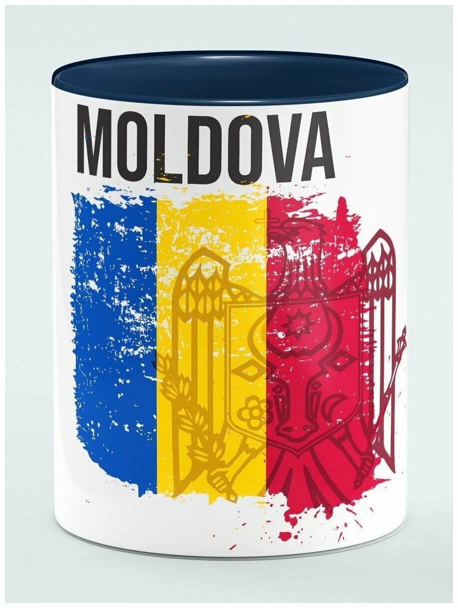 Кружка темно-синий цвет Филя "Флаг Молдовы", использование в СВЧ, керамика, 330мл, 1шт