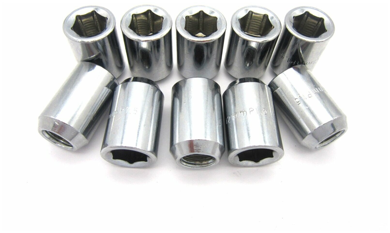 Гайки колесные М12Х1,5 высота 30 мм, диаметр 20 мм, под внутренний шестигранник 12 мм, конус 10 шт.