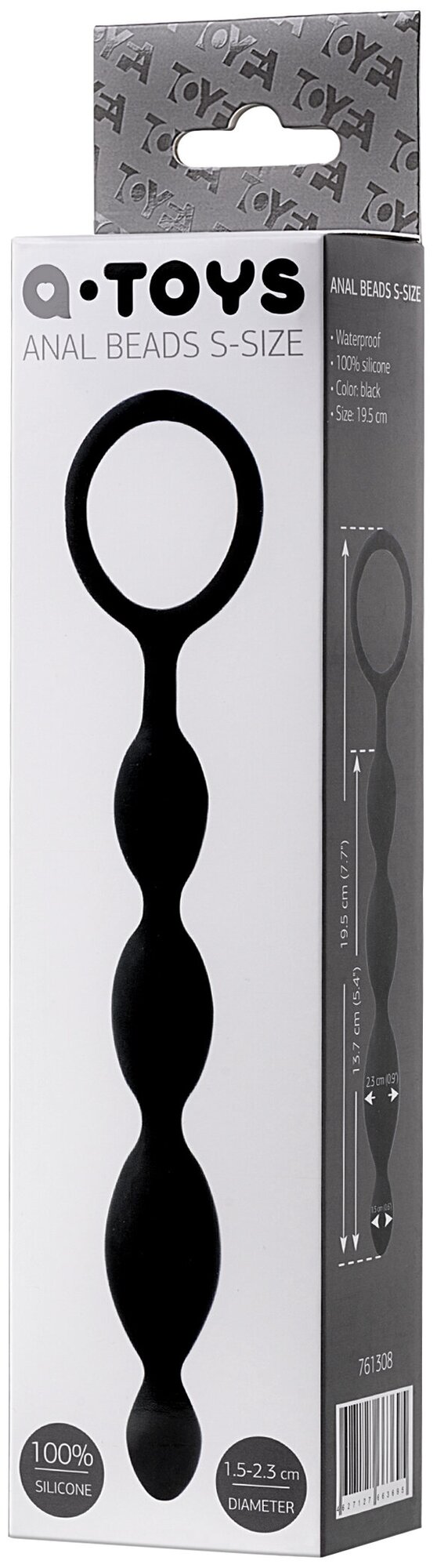 Анальная цепочка ToyFa A-Toys, бархатистая, черный, гибкий, 19 см