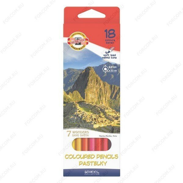 Набор цветных карандашей Koh-I-Noor 7 Чудес света, 18 цветов (3653)