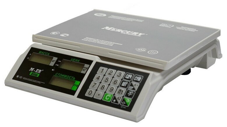 Весы торг. настол. M-ER 326AC-32.5 Slim, LCD, белые_3041 Mertech 1034129